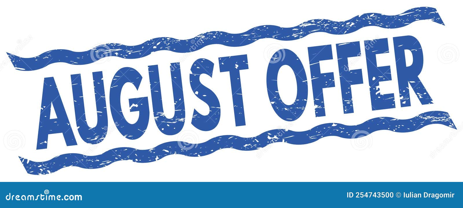 AUGUST OFFER Text on Blue Lines Stamp Sign Stock Illustration ...