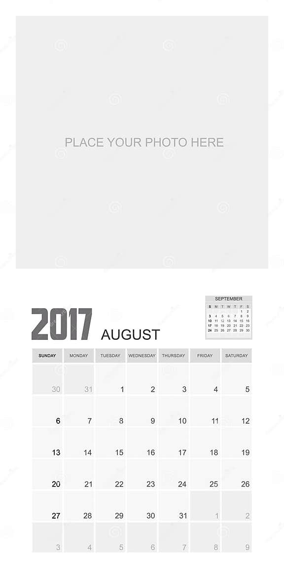AUGUST Planner Design 2017 ilustração stock. Ilustração de projeto ...