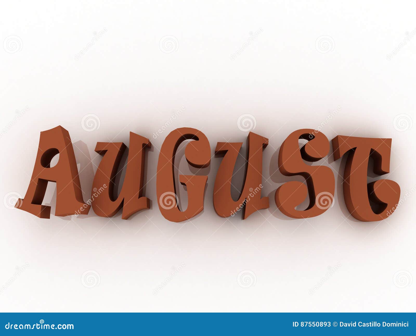 August Sign with Colour. 3d Paper Illustration. Stock Illustration ...
