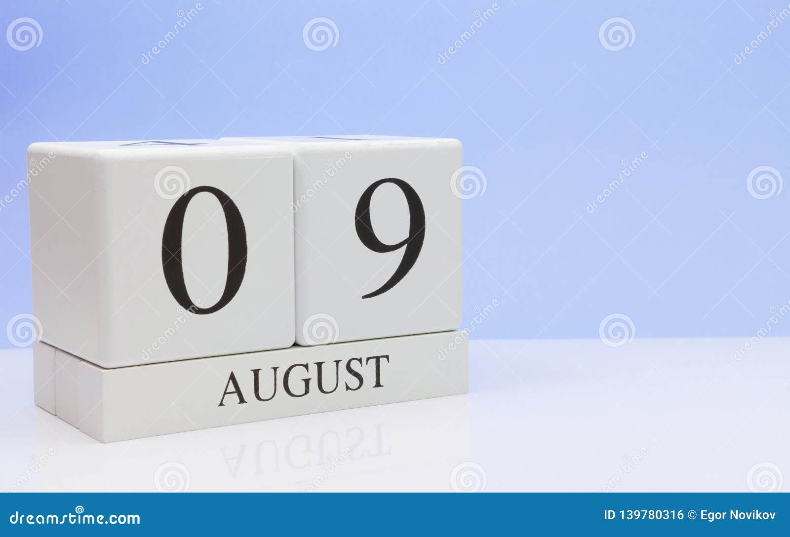 August 09st. Day 9 of Month, daily Calendar on White Table with ...