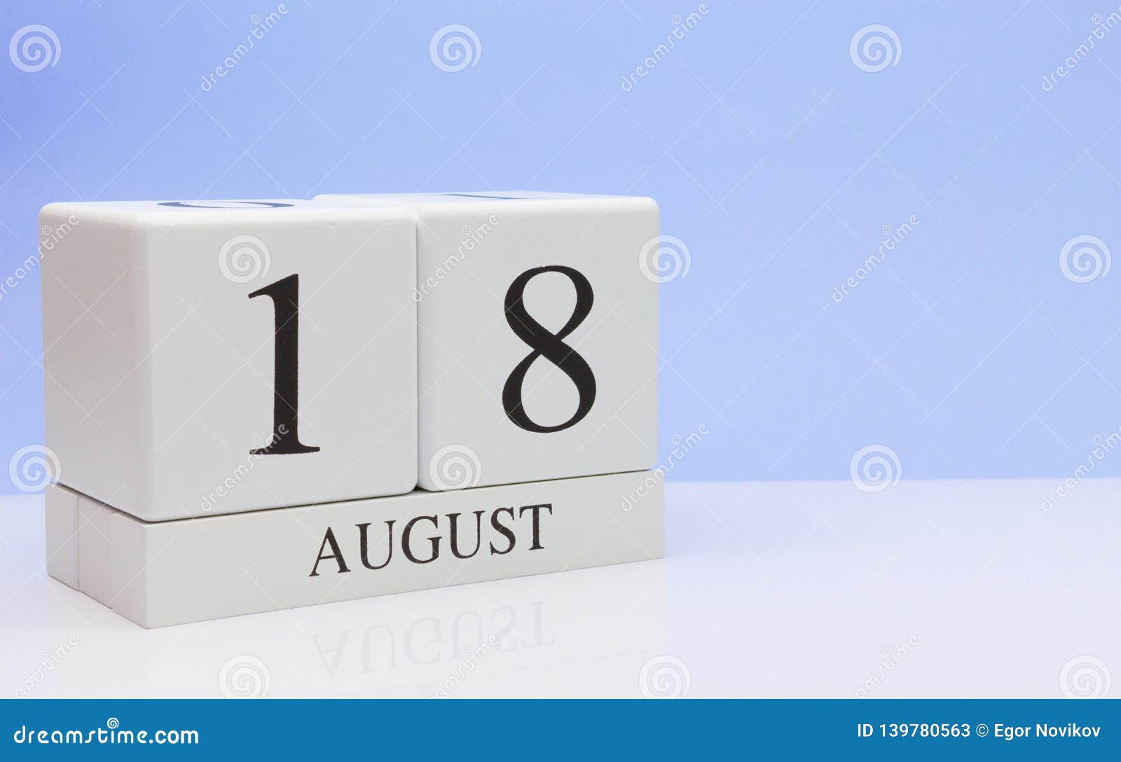 August 18st. Day 18 of Month, daily Calendar on White Table with ...