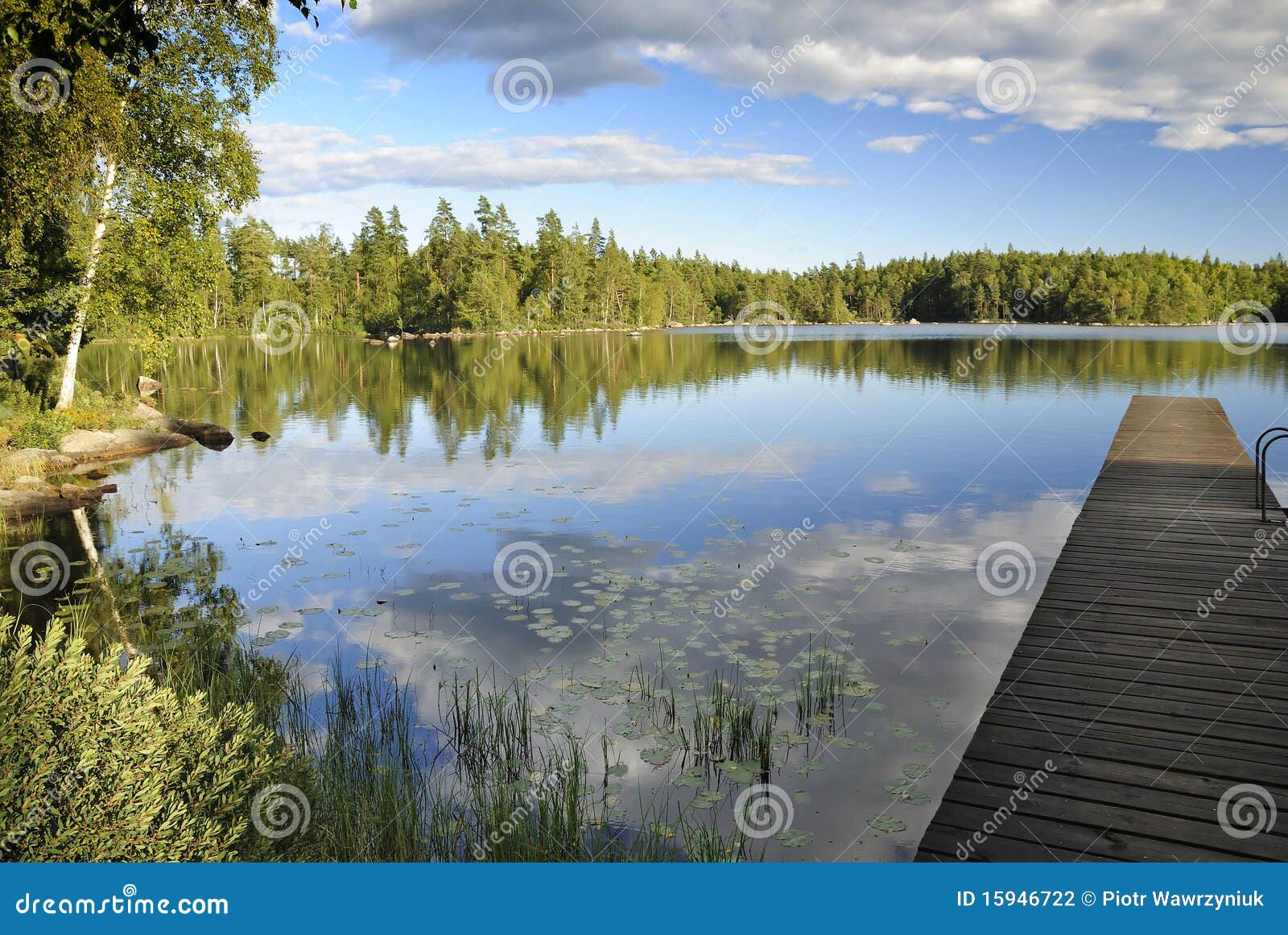 August Swedish Lake Landscape Stock Photo - Image of mystic, nature ...