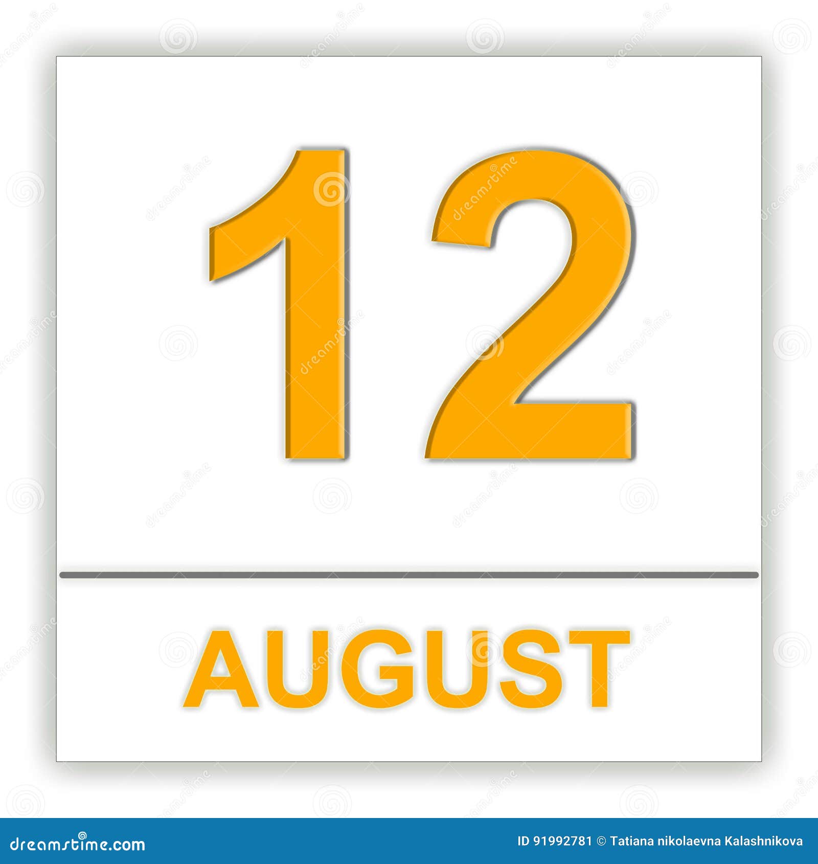 12. August Tag Auf Dem Kalender Stock Abbildung - Illustration von ...