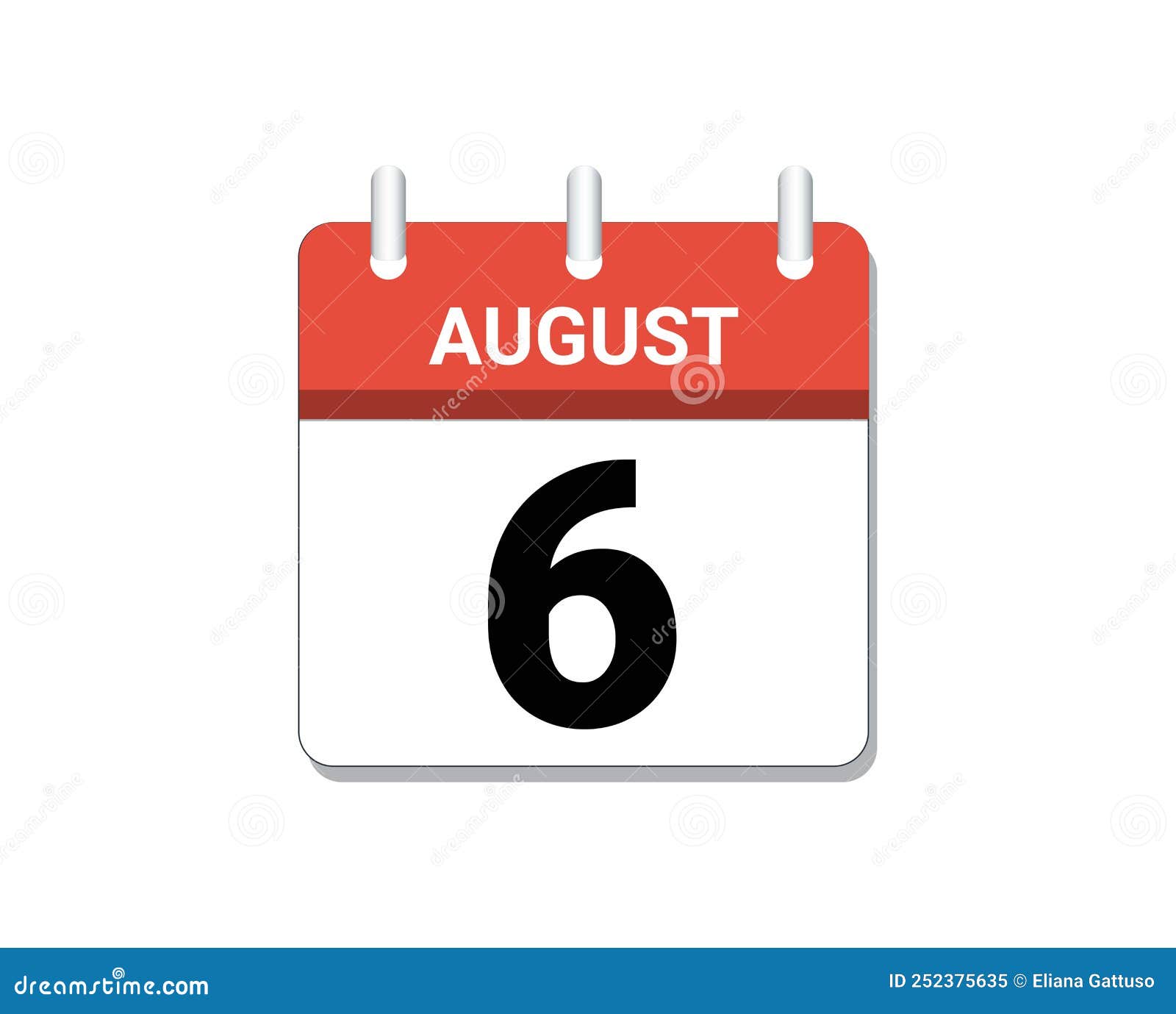 August, 6th Calendar Icon Vector, Concept of Schedule, Business and ...
