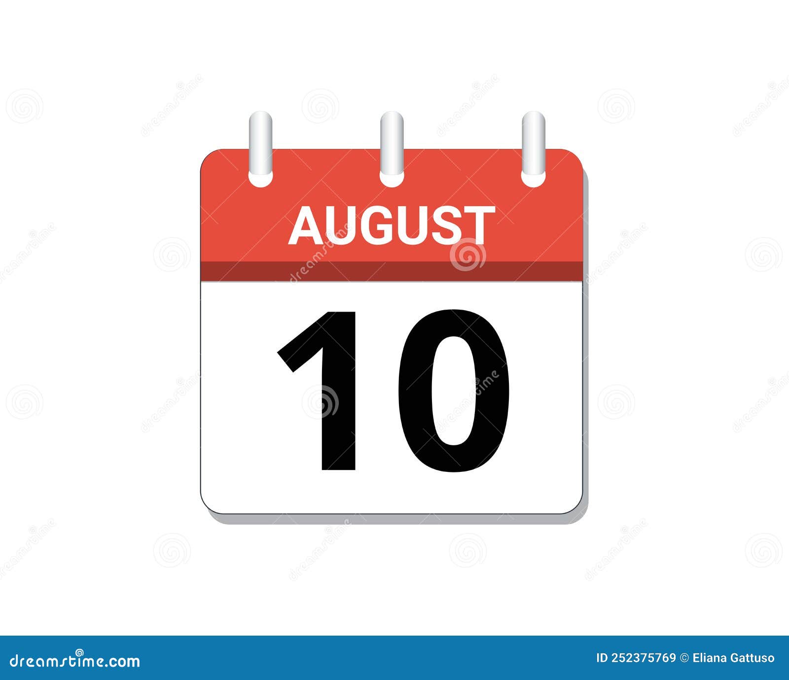 August, 10th Calendar Icon Vector, Concept of Schedule, Business and ...