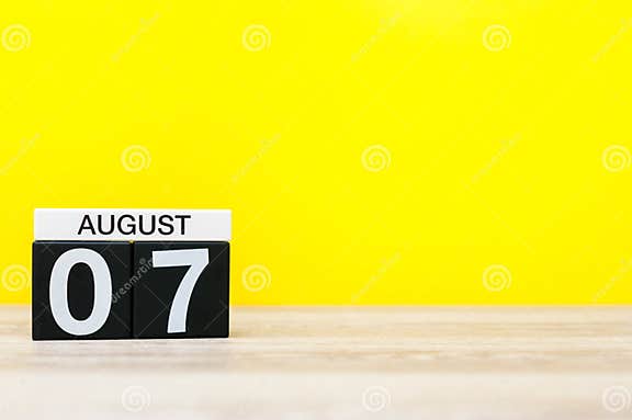August 7th. Image of August 7, Calendar on Yellow Background with Empty ...