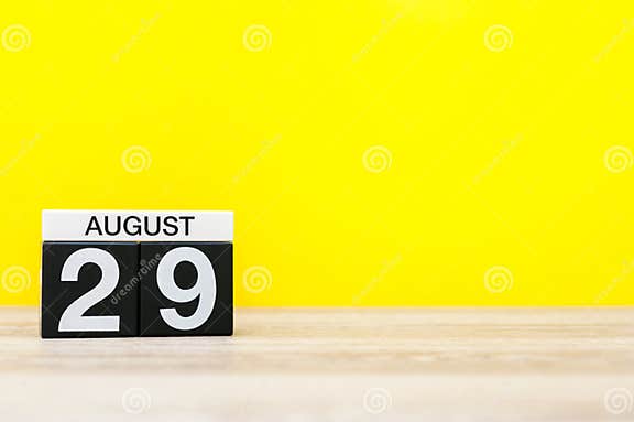 August 29th. Image of August 29, Calendar on Yellow Background with ...