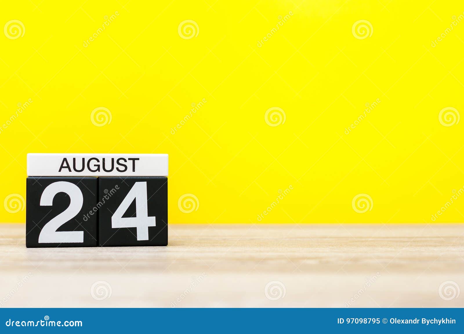 August 24th. Image of August 24, Calendar on Yellow Background with ...