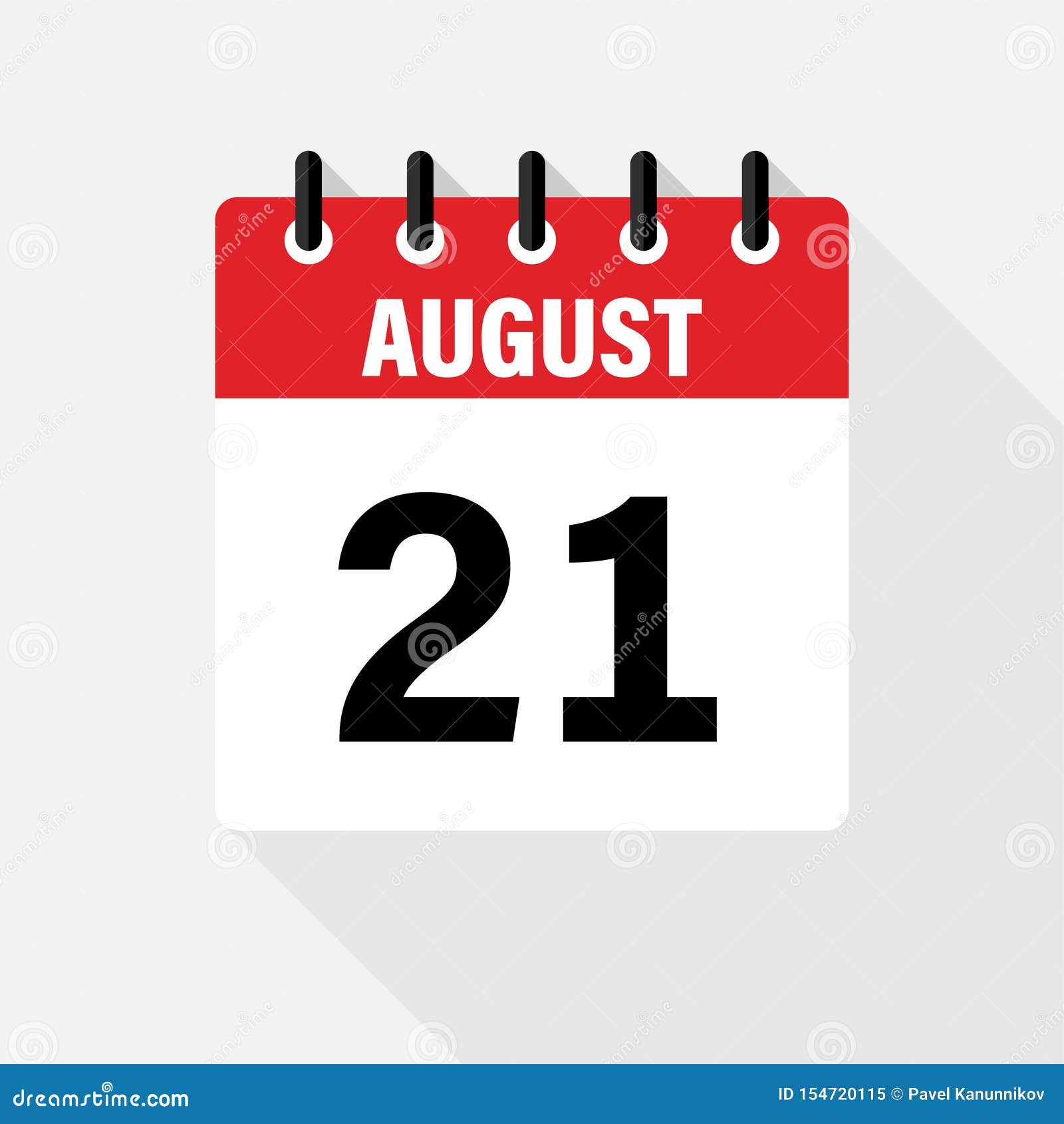 August . Vector Flat daily Calendar Icon. Date and Time, Day, Month ...