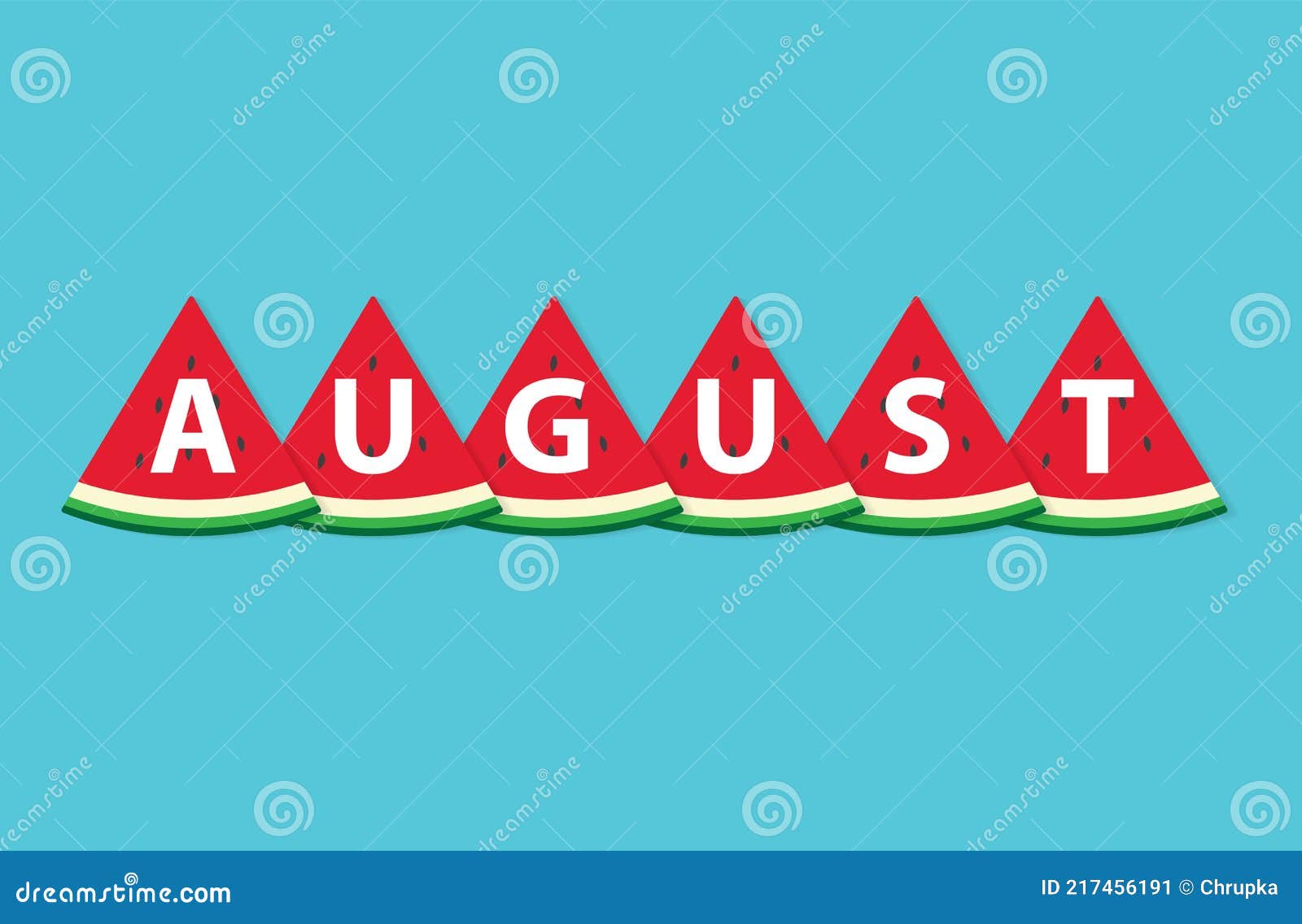 August Word Written on Watermelon Slices Stock Vector - Illustration of ...