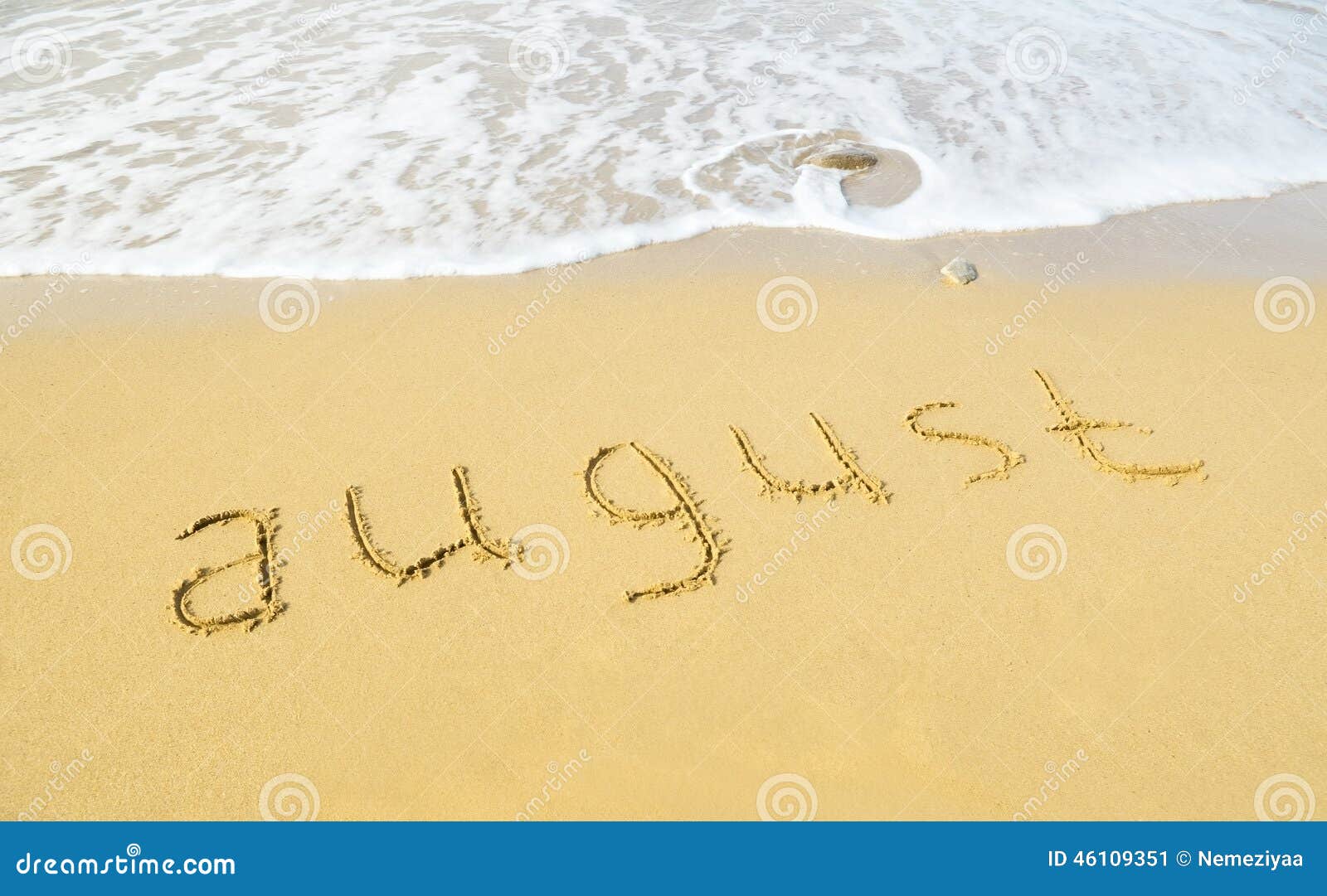 August - Written in Sand on Beach Texture Stock Image - Image of ...