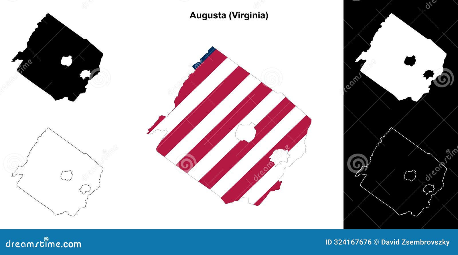 Map Of Augusta County In Virginia State On White Background. Single ...