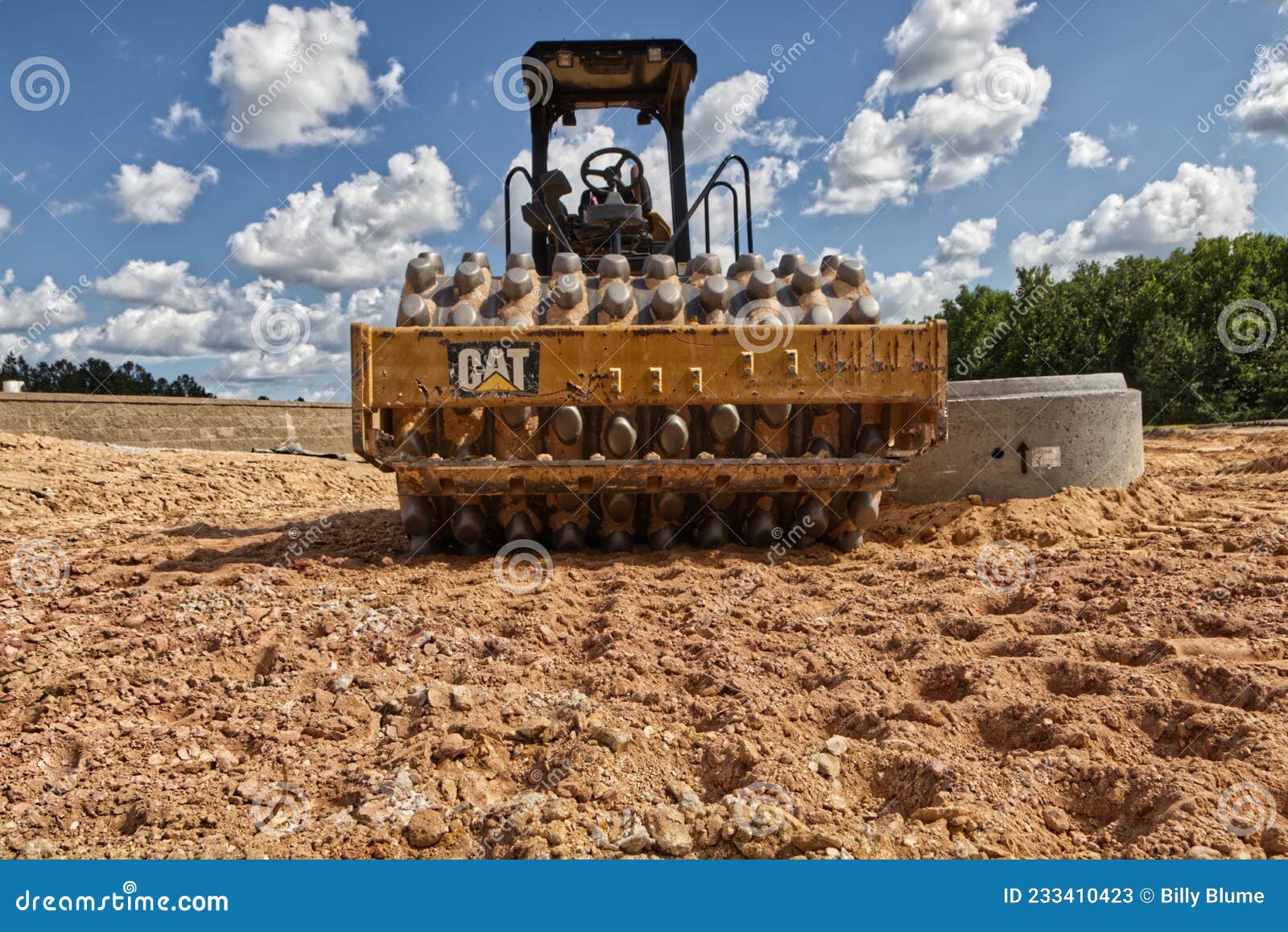 Construction Site CAT Land Roller CP56B Front View Editorial Stock ...