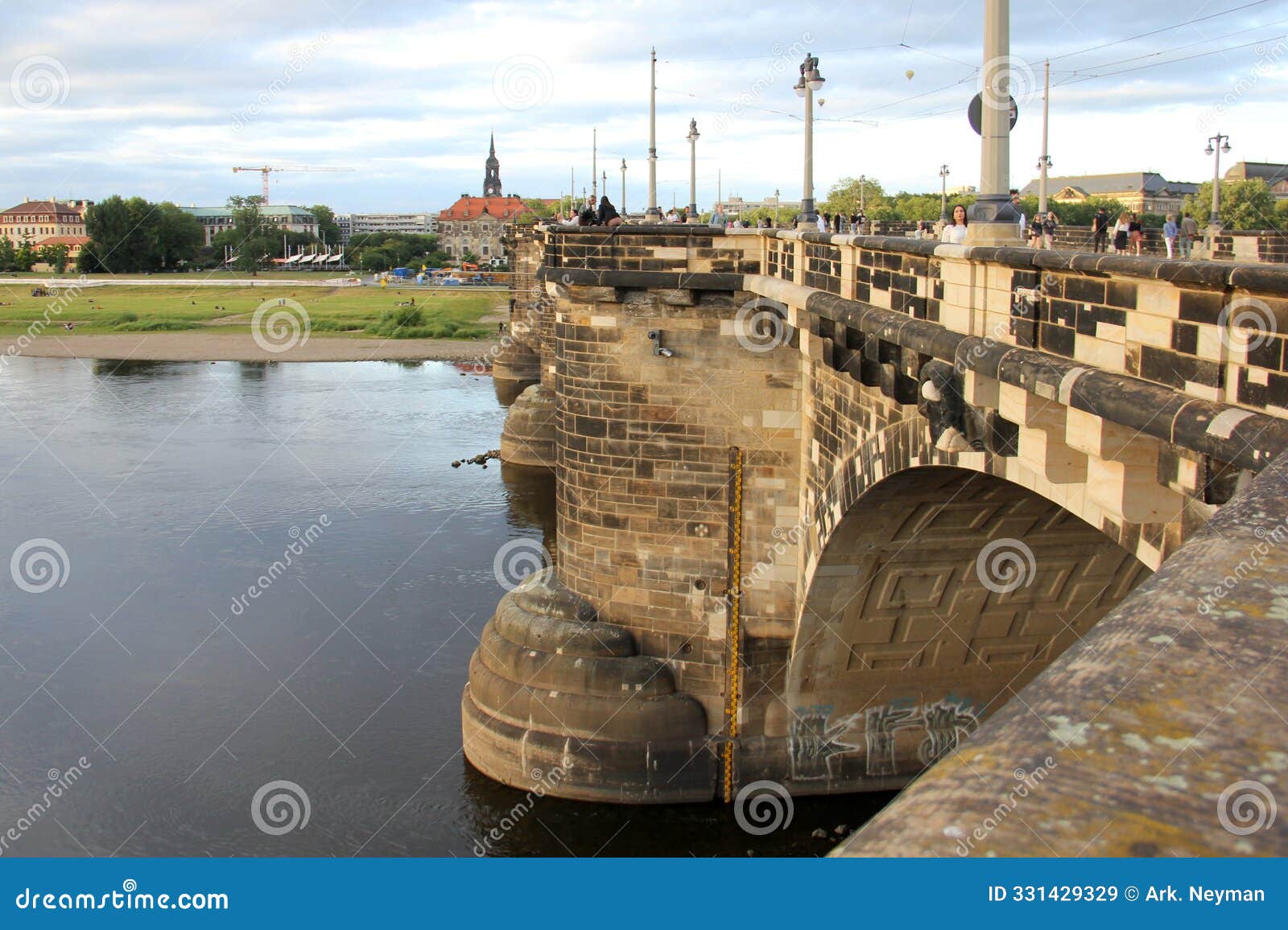Augustus Bridge, Down-stream Side, View from the Left Bank of the Elbe ...