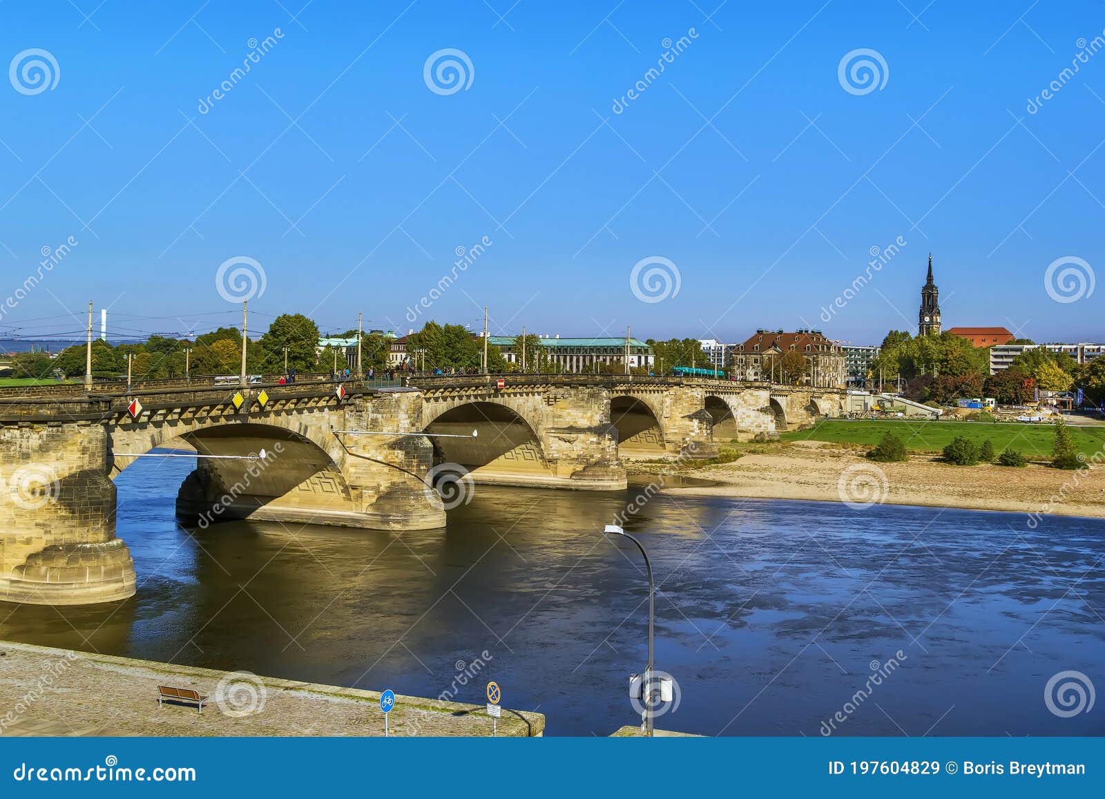 Augustus Bridge, Dresden, Germany Stock Image - Image of river, city ...