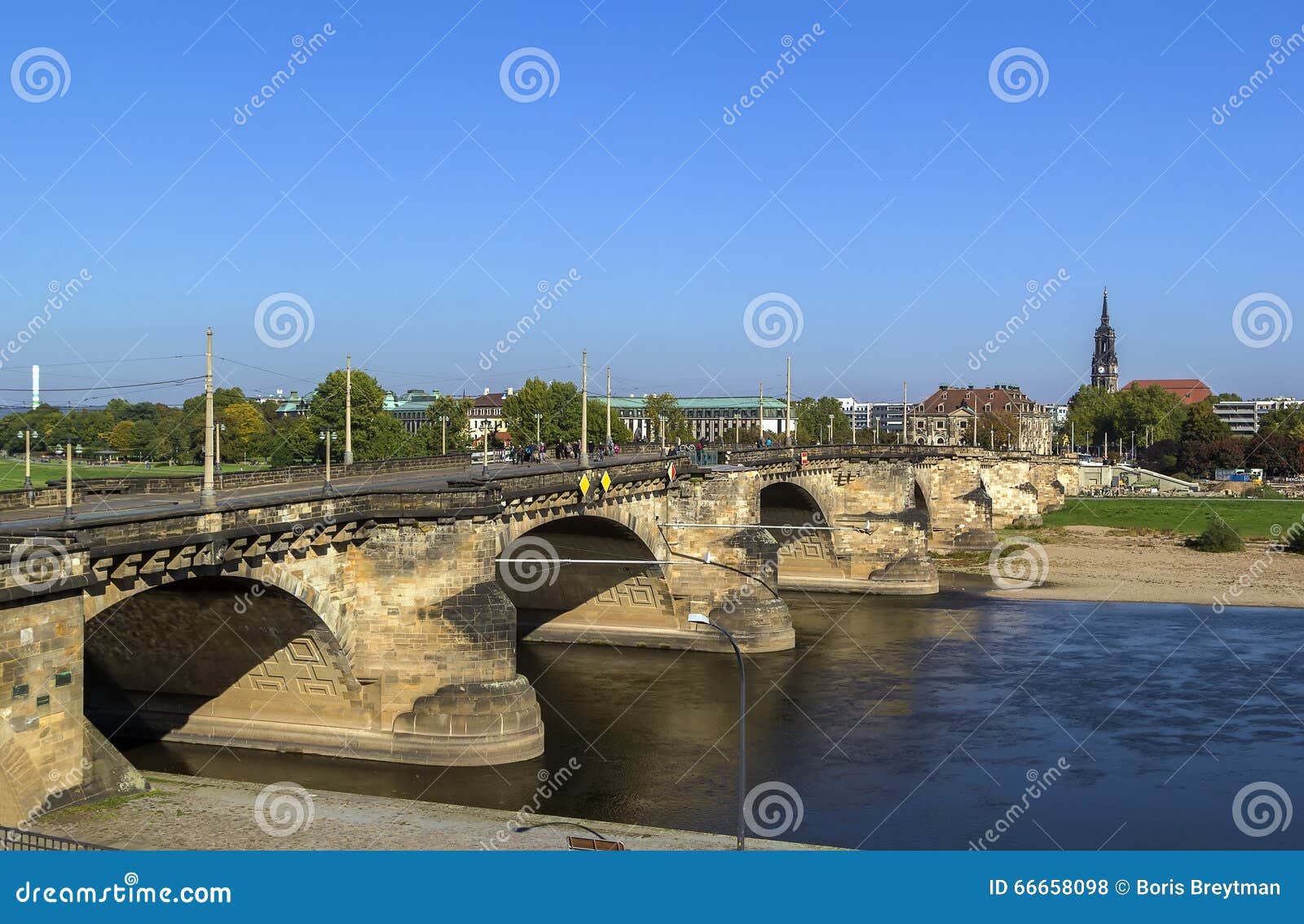 Augustus Bridge, Dresden, Germany Stock Photo - Image of water ...