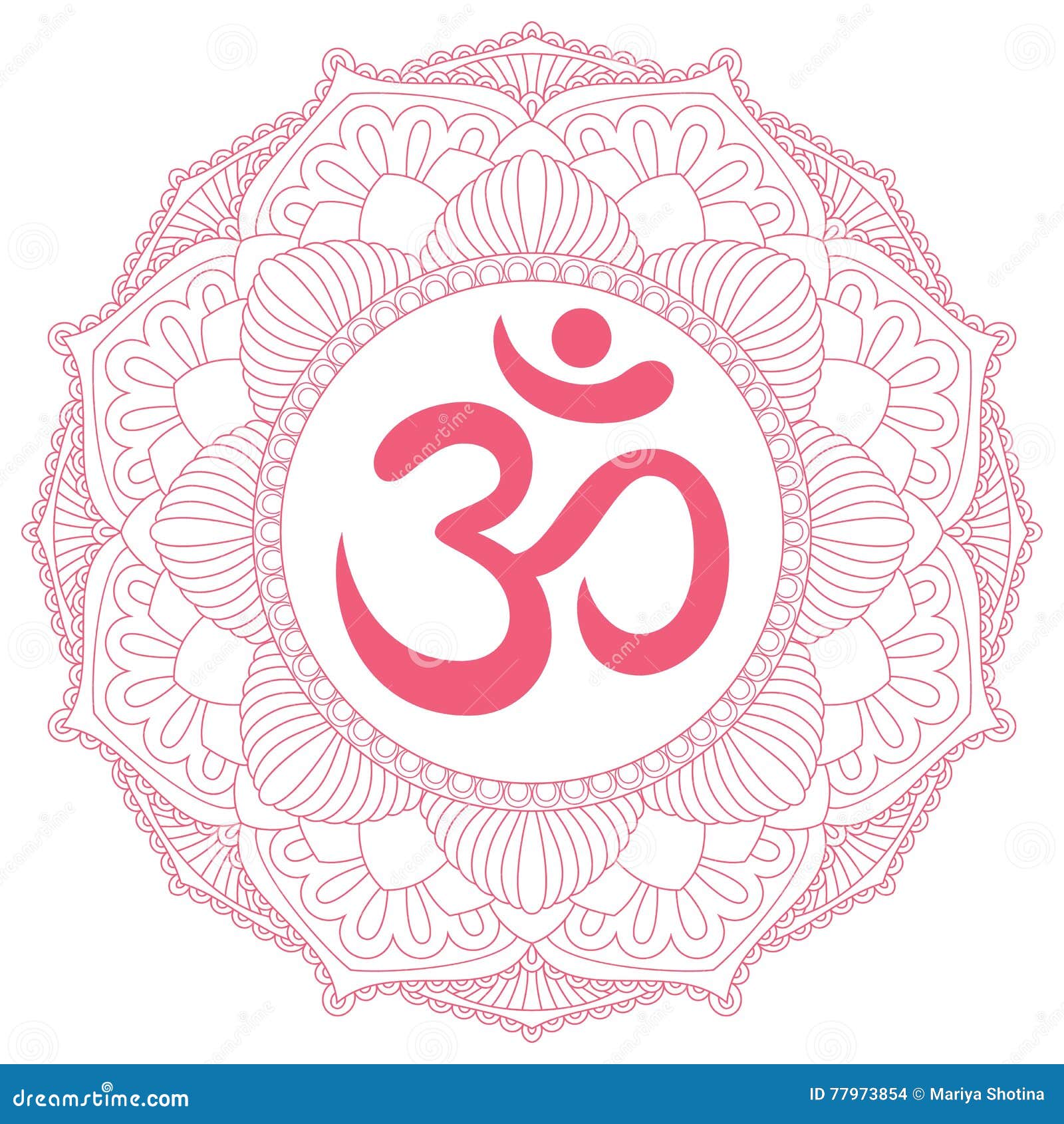 Aum Om Symbol in Decorative Round Mandala Ornament. Stock Vector ...