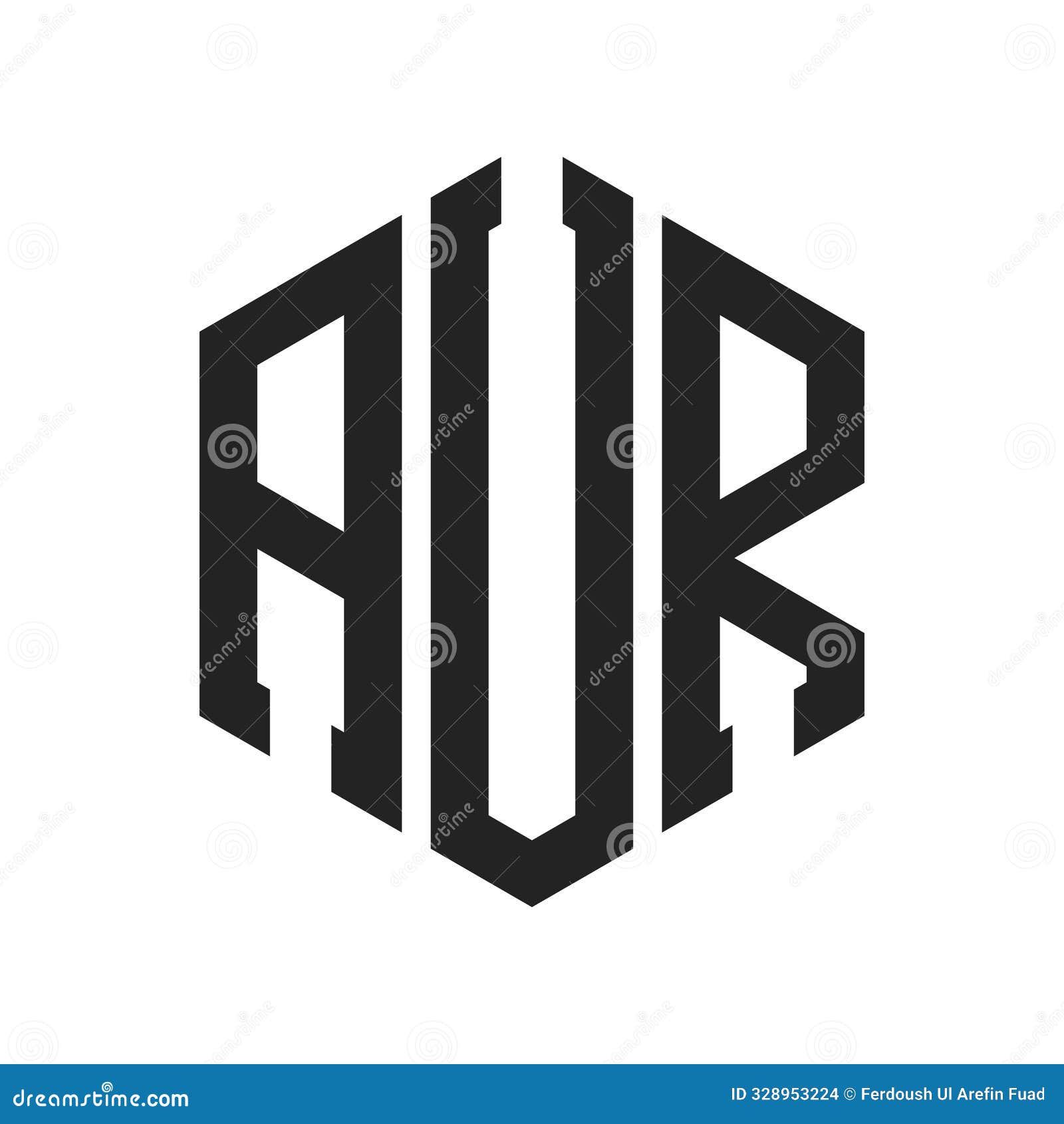 AUR Logo Design. Initial Letter AUR Monogram Logo Using Hexagon Shape ...