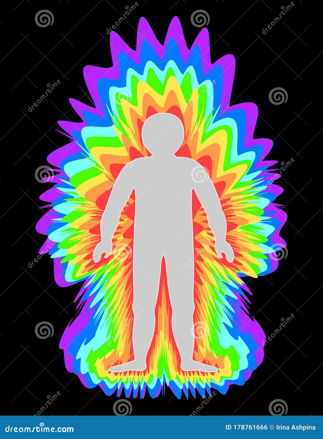 The Aura Of The Body Rainbow Color Marked Layers Of The Male Body
