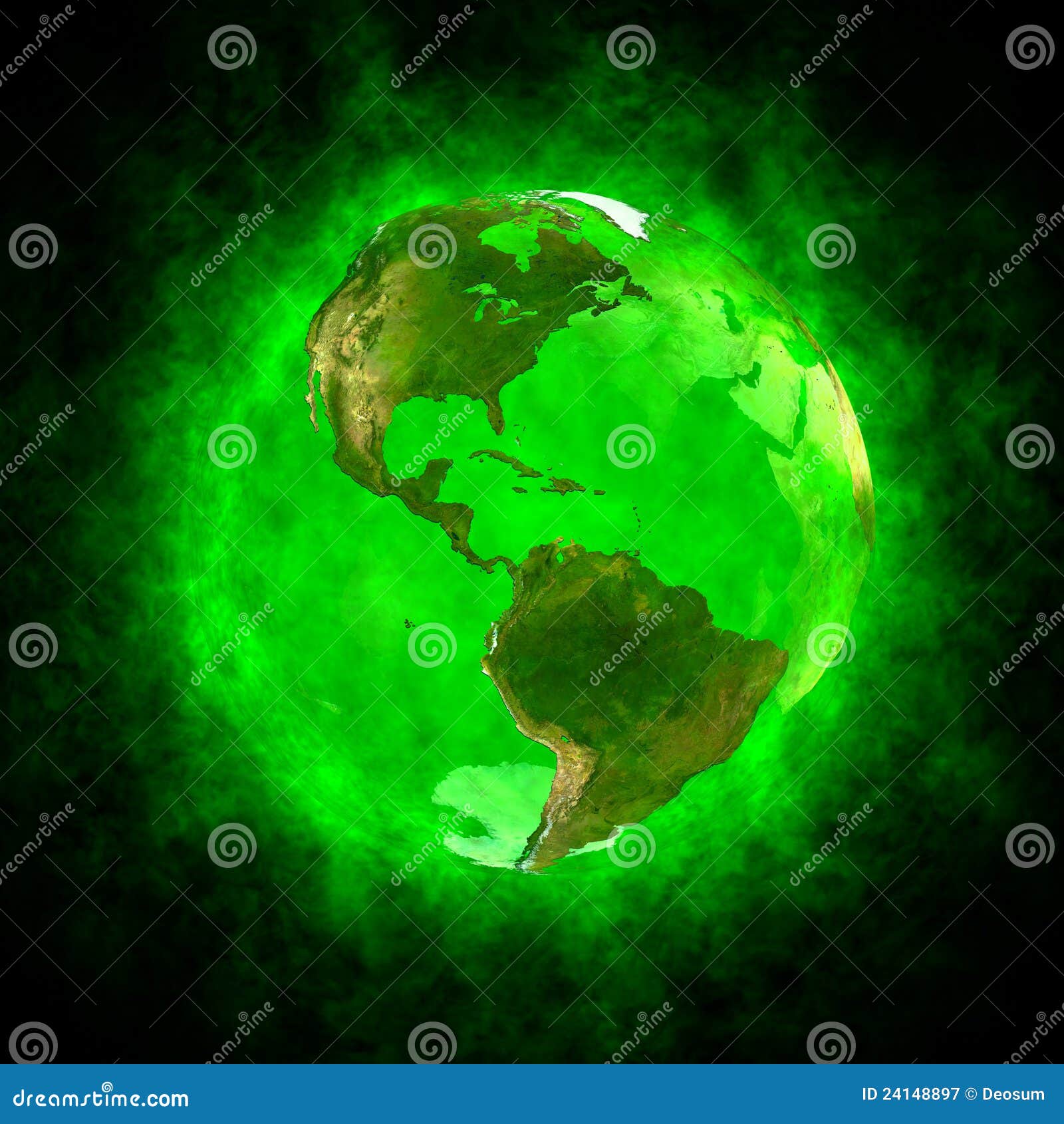 Aura Verde Da Terra - América Ilustração Stock - Ilustração de planeta ...