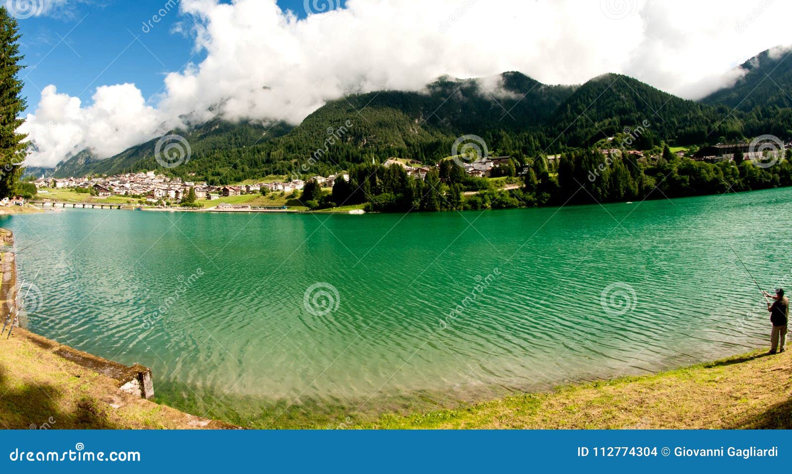 Lake of Auronzo, Italy stock photo. Image of blue, landscape - 112774304