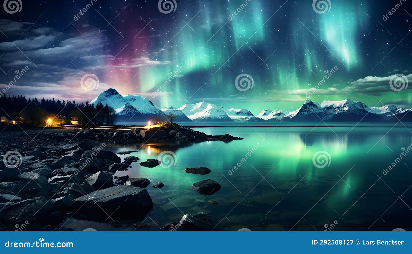 Aurora Borealis Casting Colorful Lights - AI Generated Stock ...