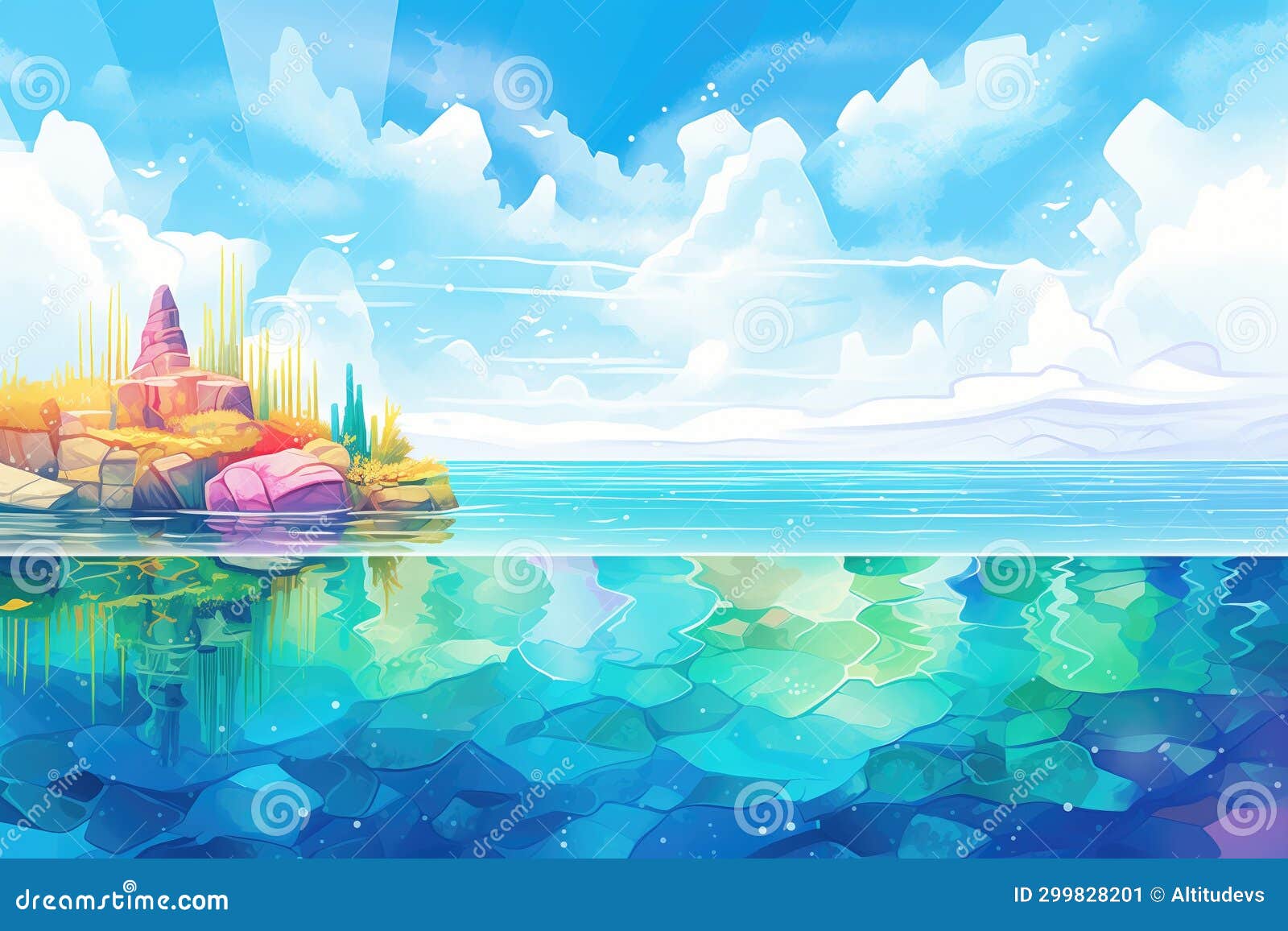 Aurora Borealis Creating Vivid Reflections on Calm Ocean Waters Stock ...