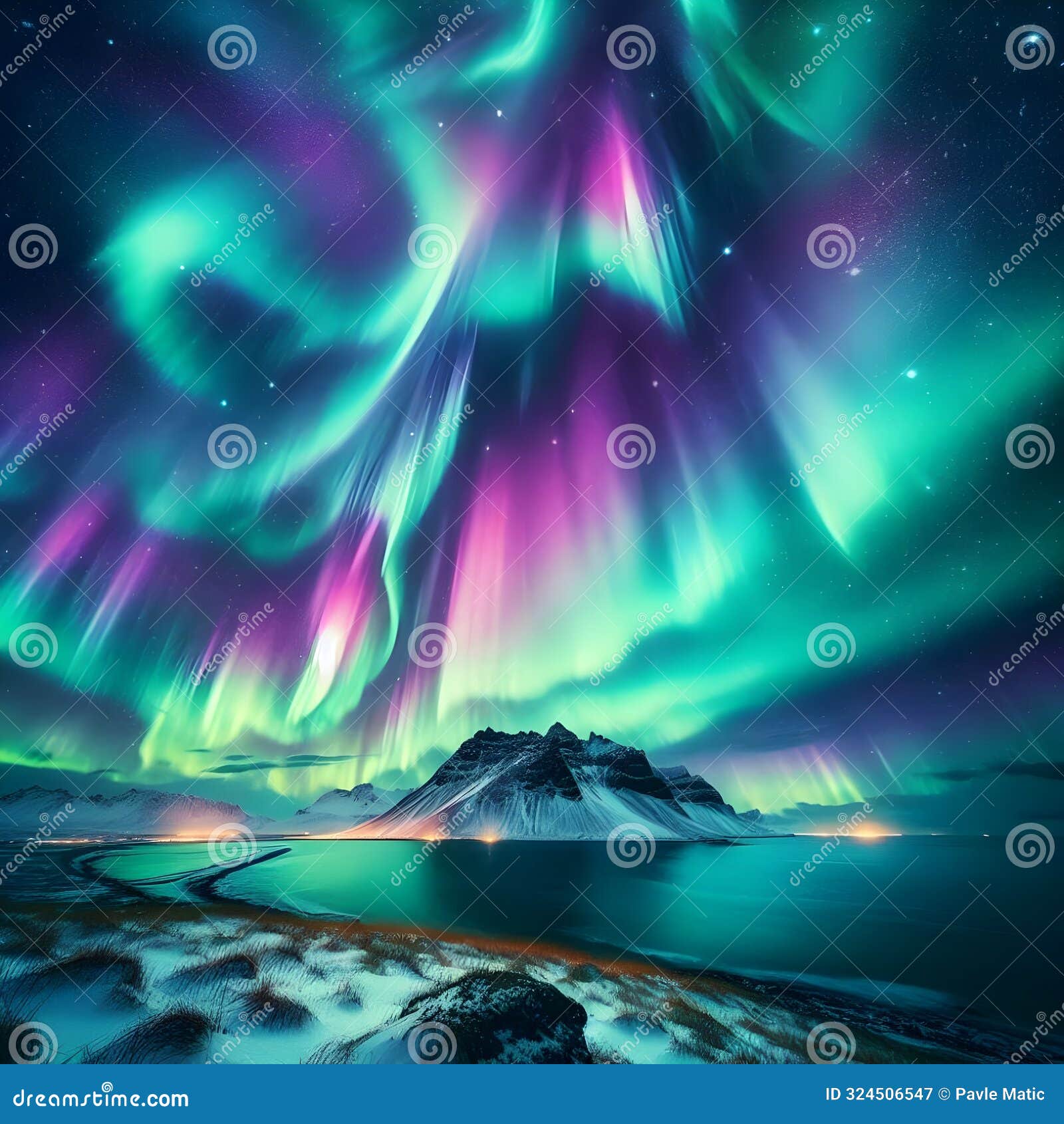 Aurora borealis north stock illustration. Illustration of nebula ...