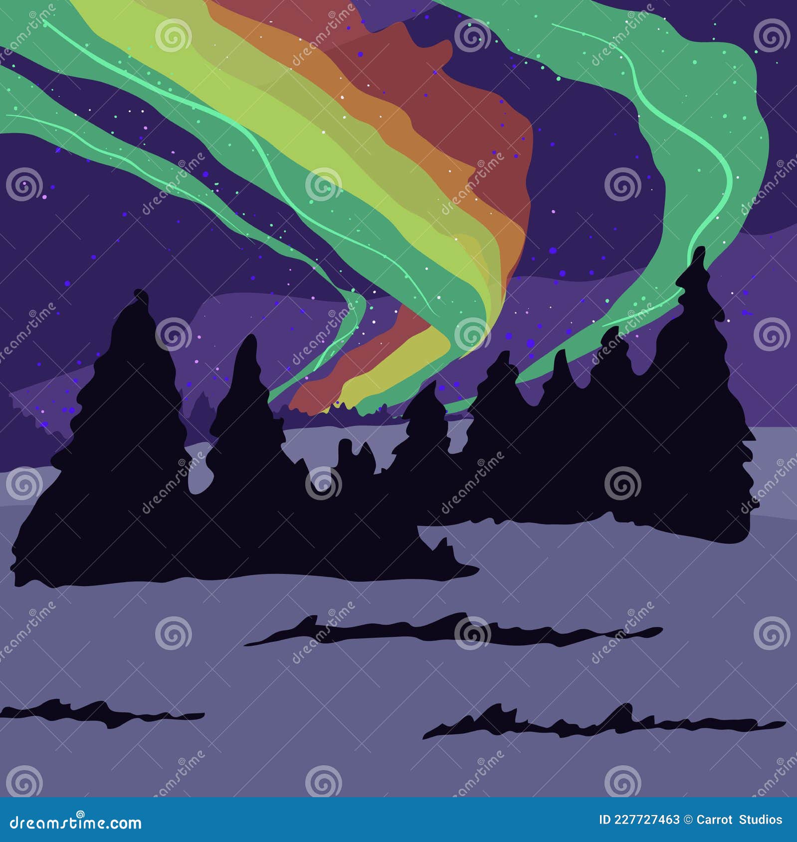 Aurora vector illustration stock vector. Illustration of vector - 227727463