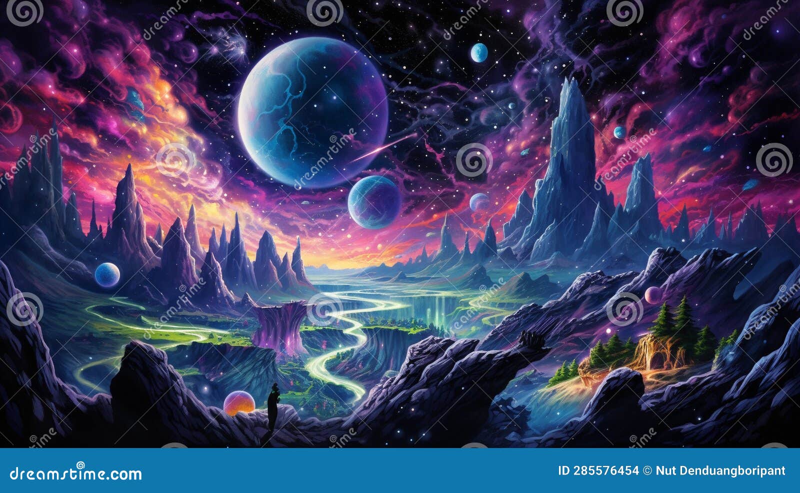 Aurora Nova: Neon Galactic Dance Stock Photo - Image of vibrant, beauty ...