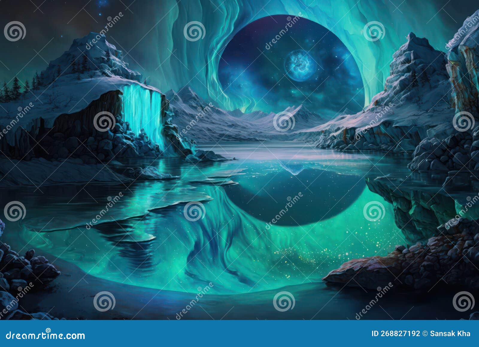 Aurora water magic stock illustration. Illustration of fish - 268827192