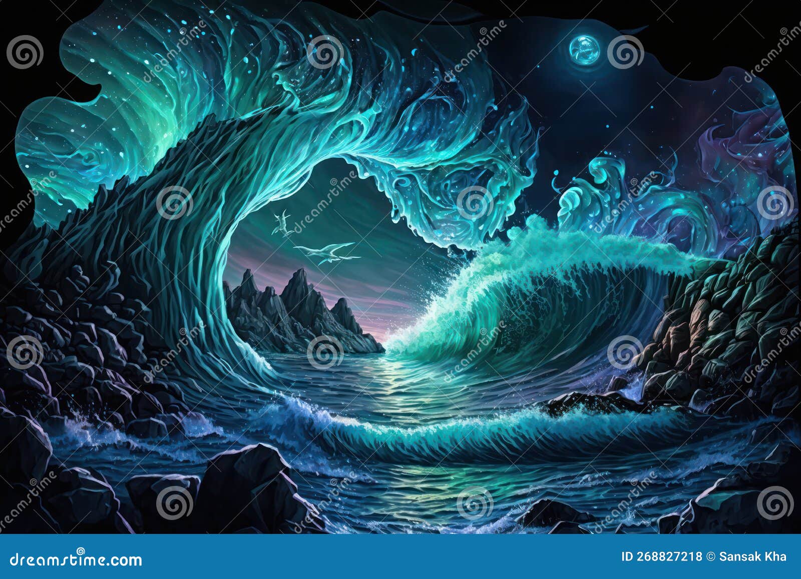 Aurora water magic stock illustration. Illustration of darkness - 268827218