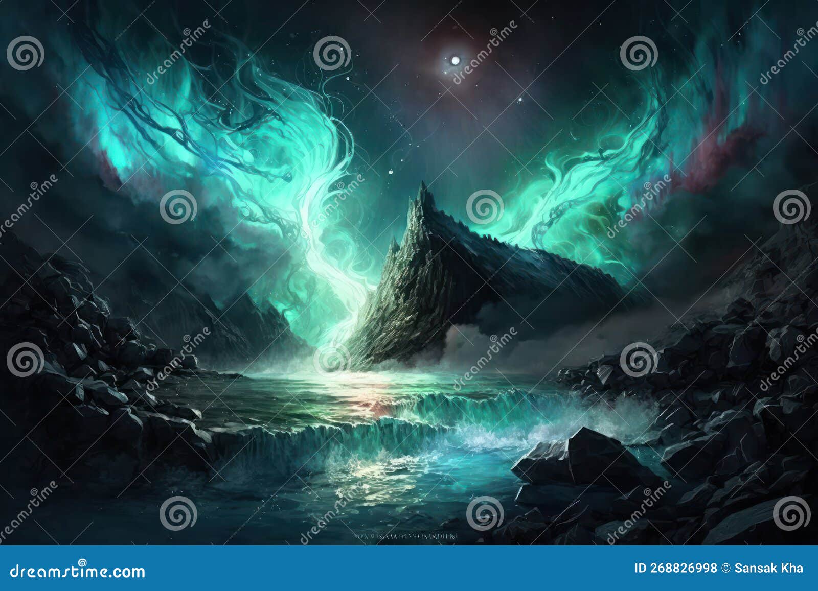 Aurora water magic stock illustration. Illustration of aurora - 268826998