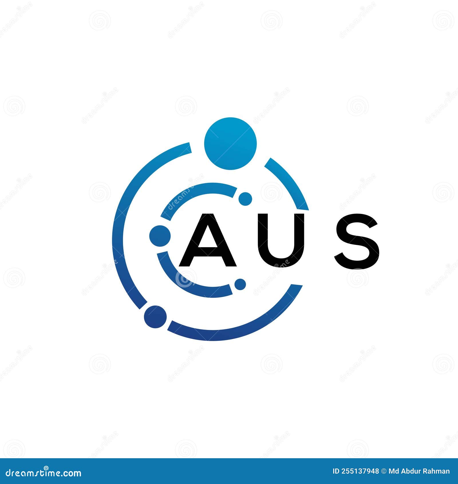 AUS Letter Logo Design On Black Background. AUS Creative Initials ...