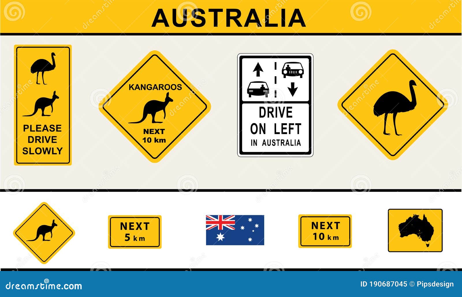 Australia Road Signs Vectors Stock Vector - Illustration of animals ...
