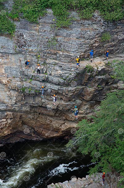 AuSable Chasm Rock Climbers on the Rock Formation Editorial Photography ...