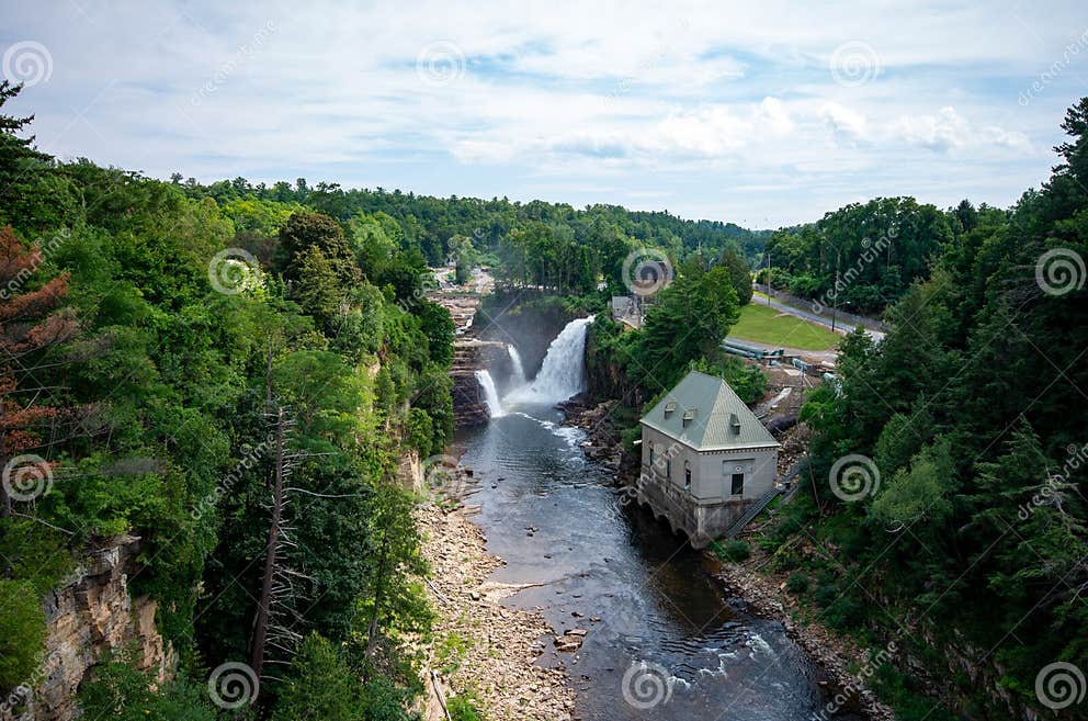 AuSable Chasm Rock Formation and Waterfalls Stock Image - Image of ...