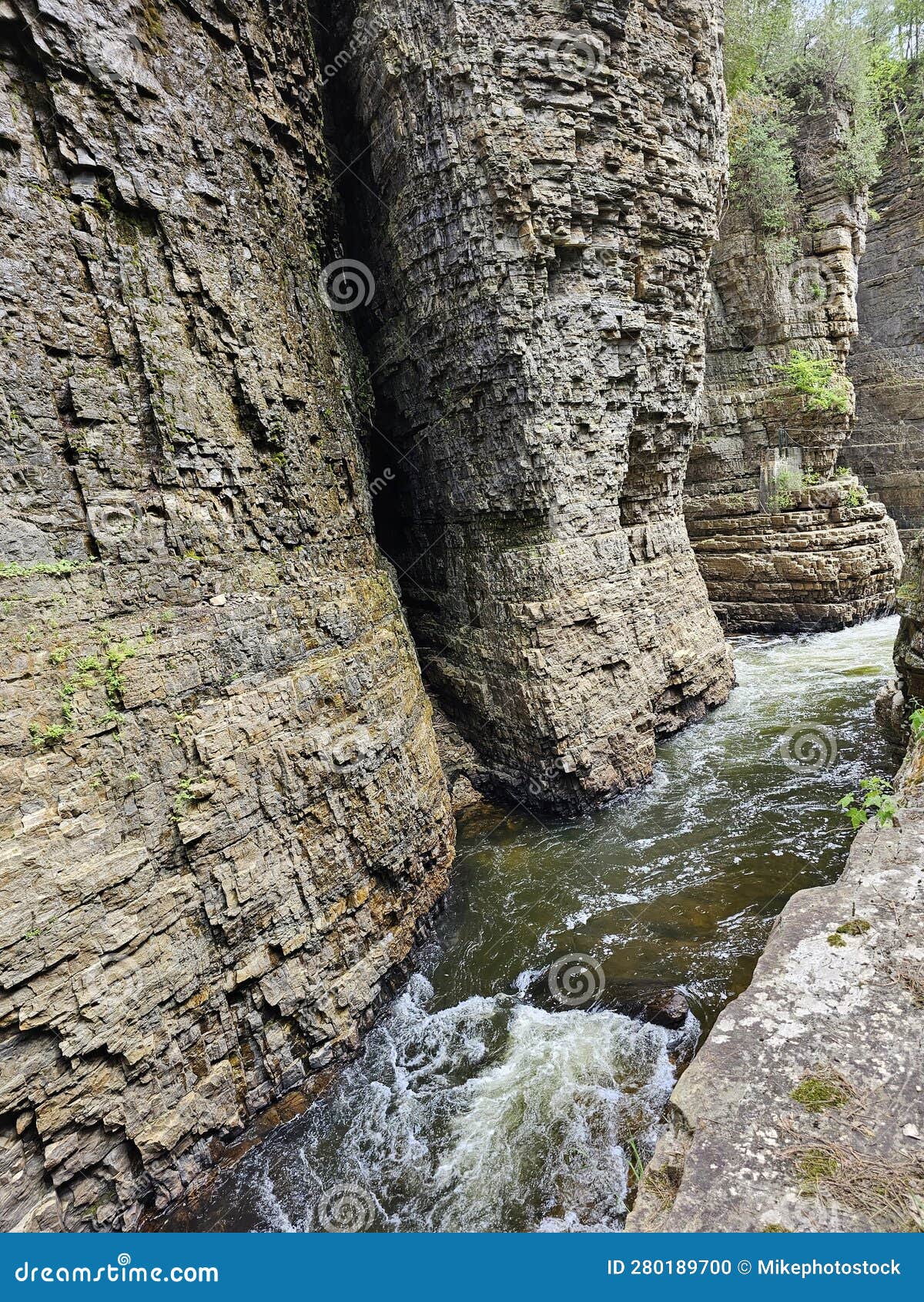 Ausable Chasm Canyon Cliffs and Mountain River Stock Photo - Image of ...
