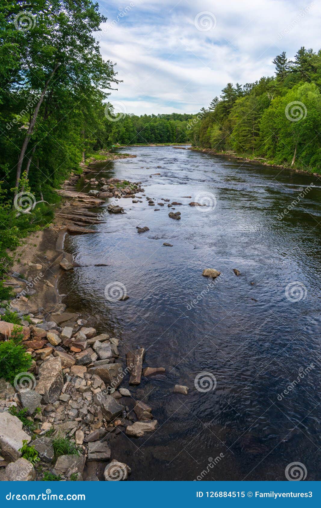 A View of the Ausable River Flowing Toward Lake Champlain Stock Image ...