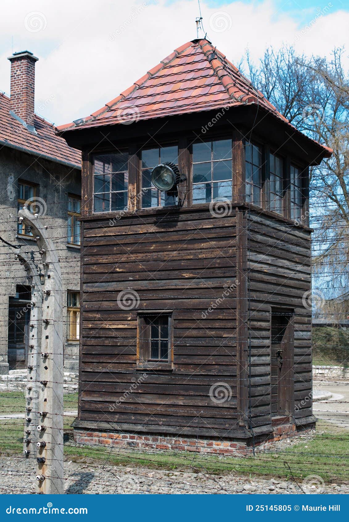 Auschwitz Watchtower 2 editorial image. Image of wooden - 25145805