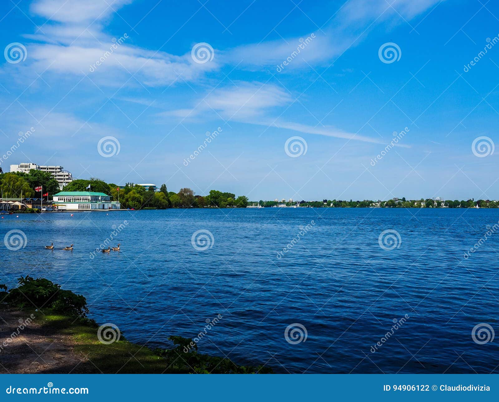 Aussenalster (Outer Alster Lake) in Hamburg Hdr Stock Photo - Image of ...