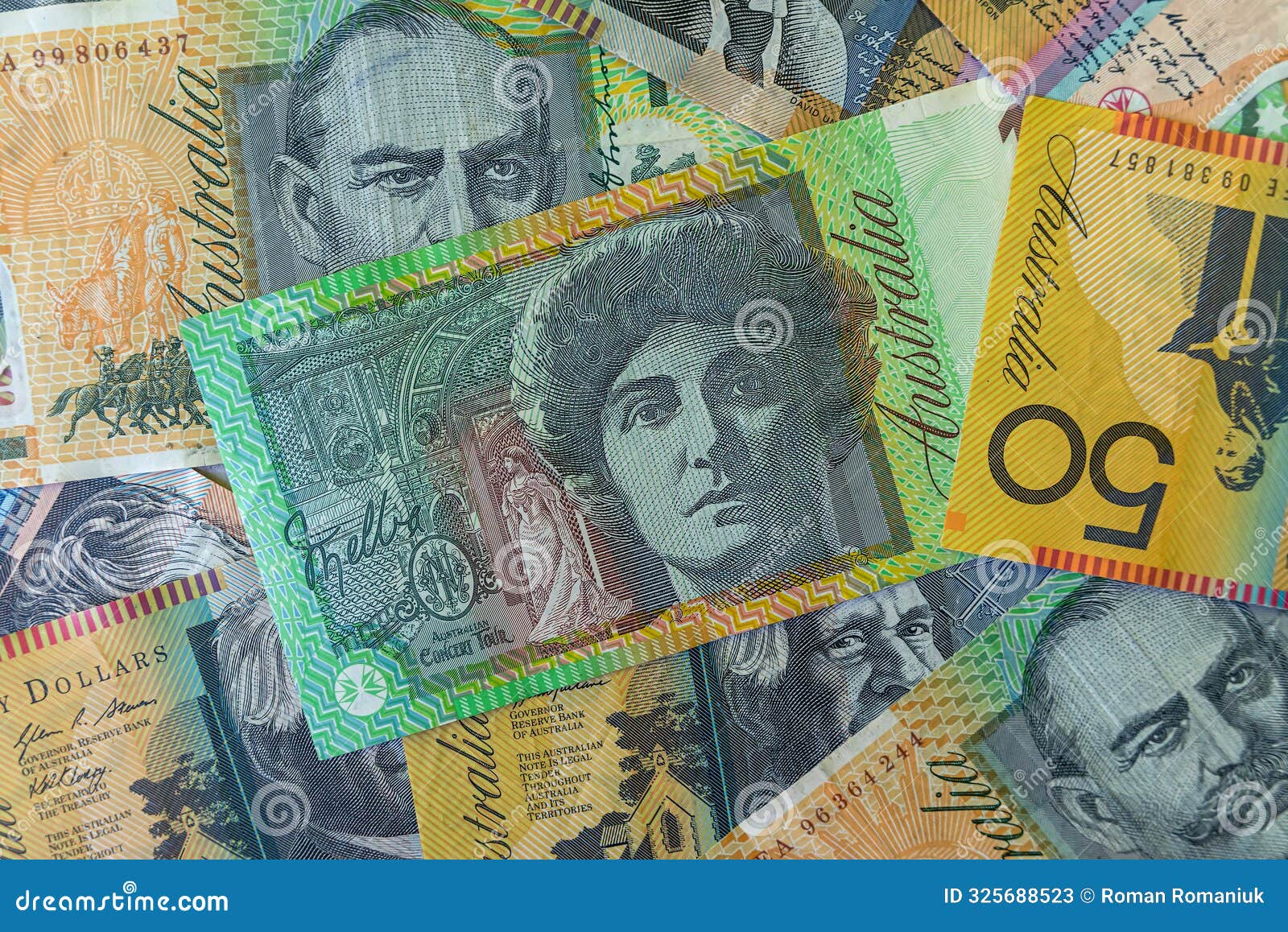 Aussie Currency Australian 50 100 Dollar Notes. Finance Saving Concept ...