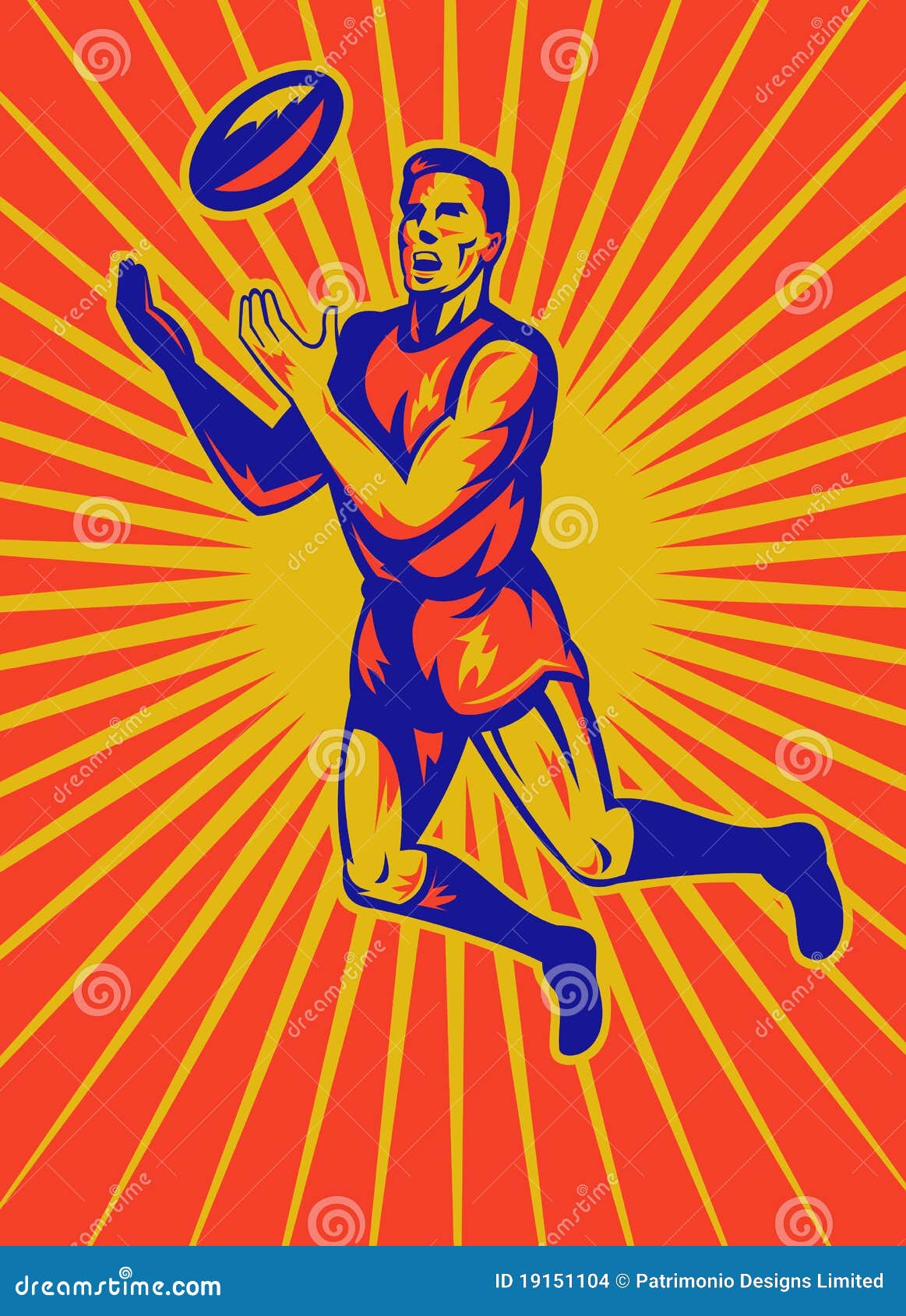 Aussie Rules Player Jumping Catching Ball Stock Illustration ...
