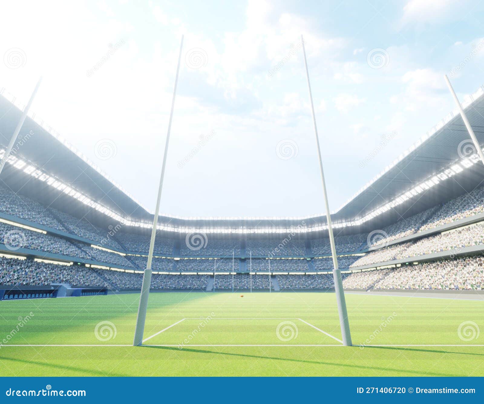 Aussie Rules Stadium and Ball Stock Illustration - Illustration of ...