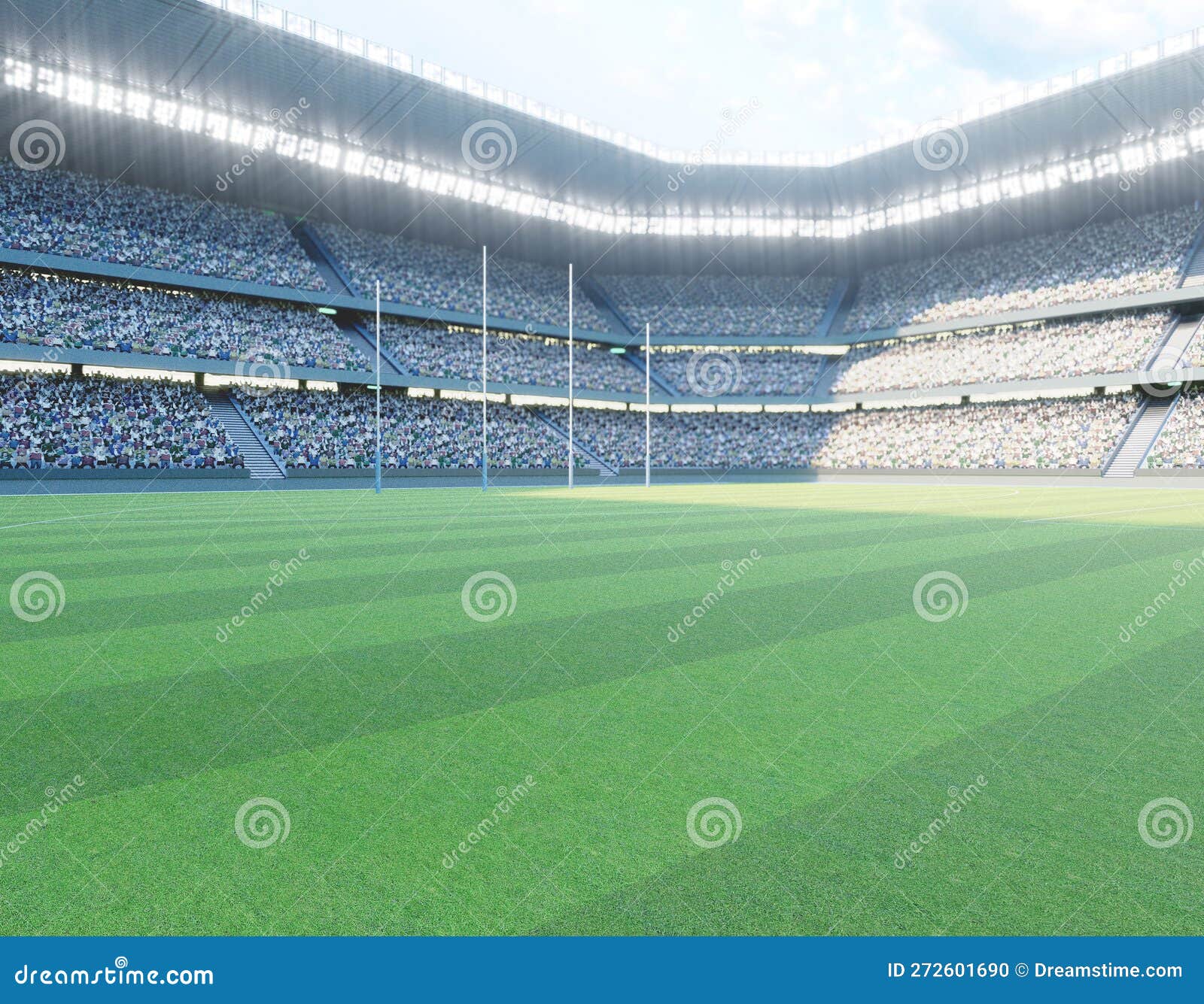 Aussie Rules Stadium and Ball Stock Illustration - Illustration of ...