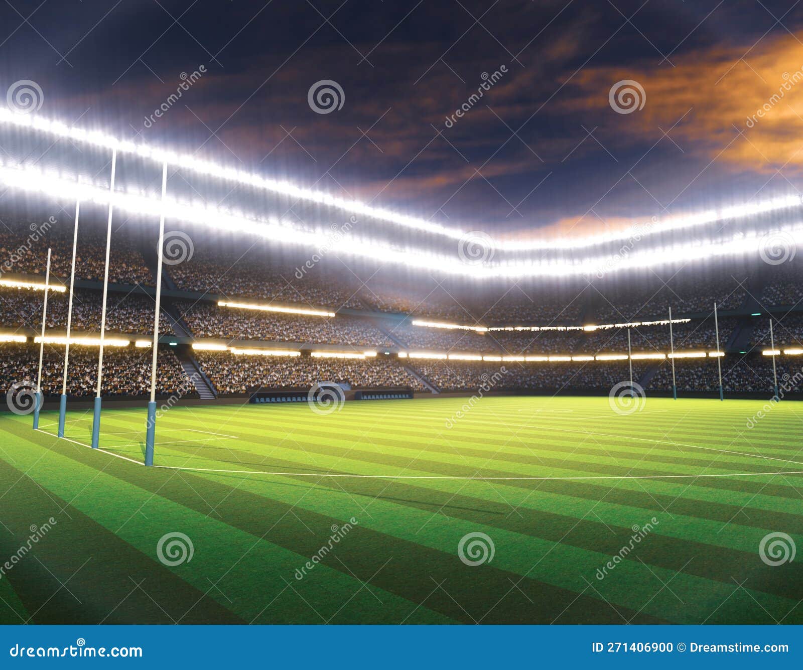 Aussie Rules Stadium and Ball Stock Illustration - Illustration of ...