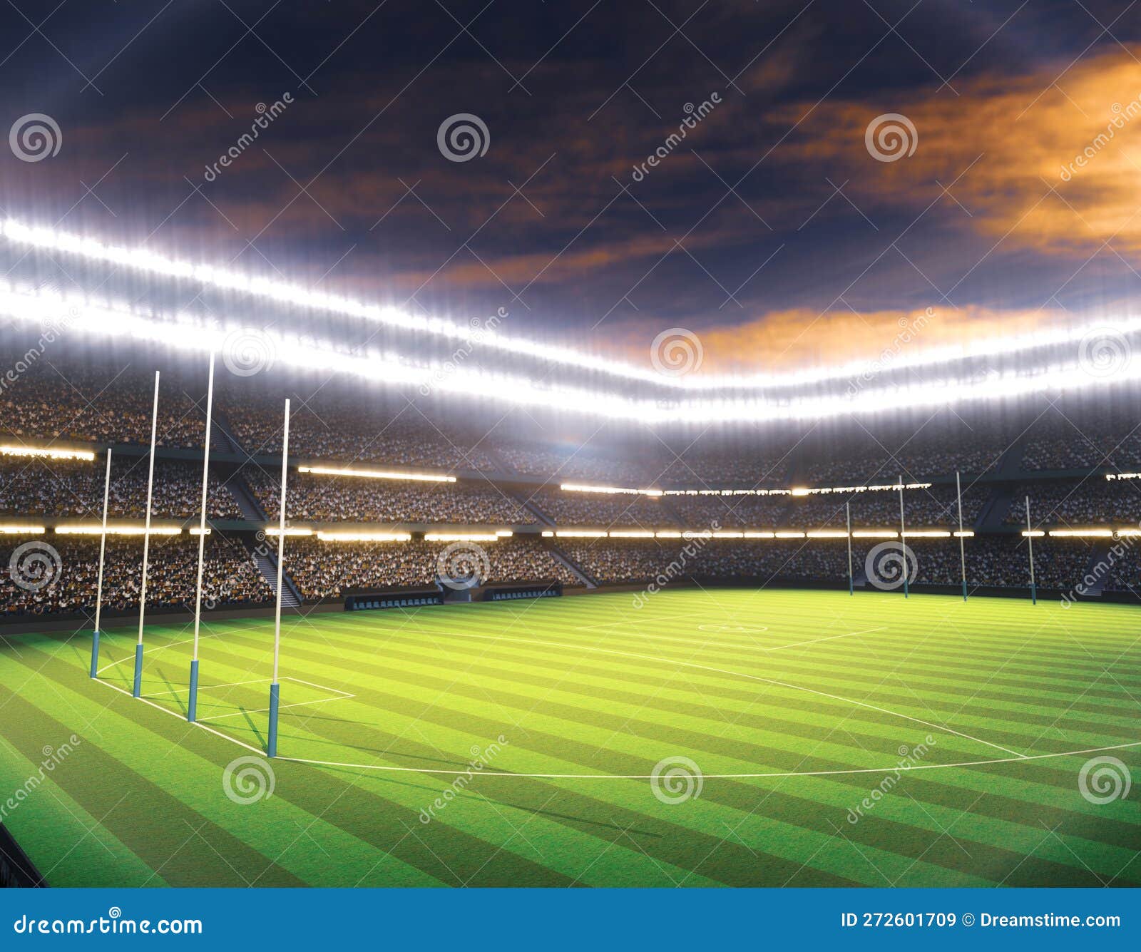 Aussie Rules Stadium and Ball Stock Illustration - Illustration of turf ...