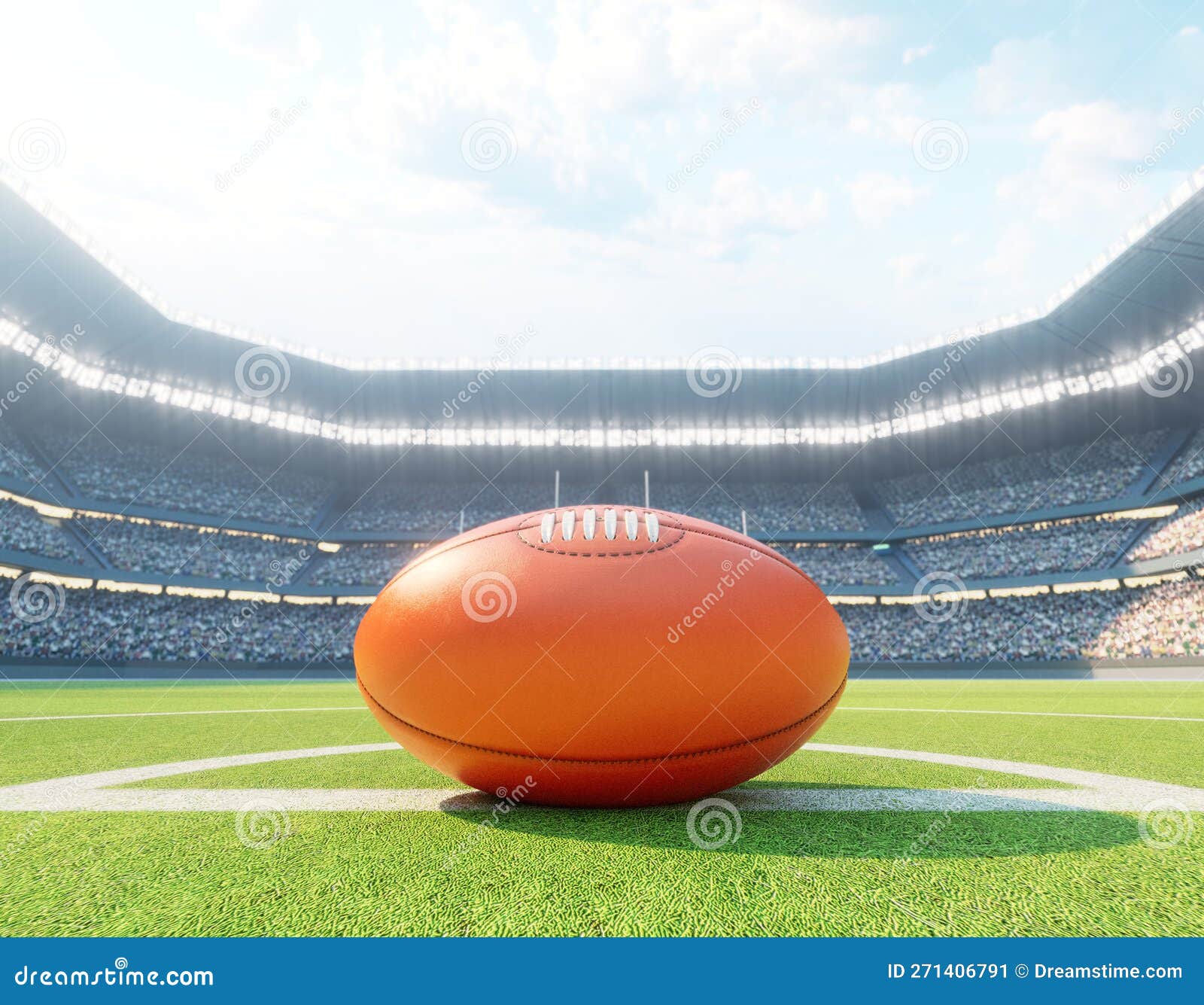 Aussie Rules Stadium and Ball Stock Illustration - Illustration of ...