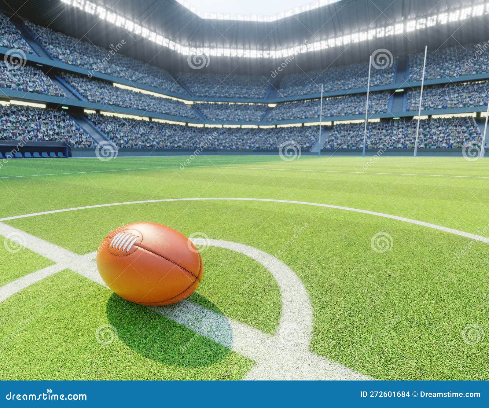 Aussie Rules Stadium and Ball Stock Illustration - Illustration of ...