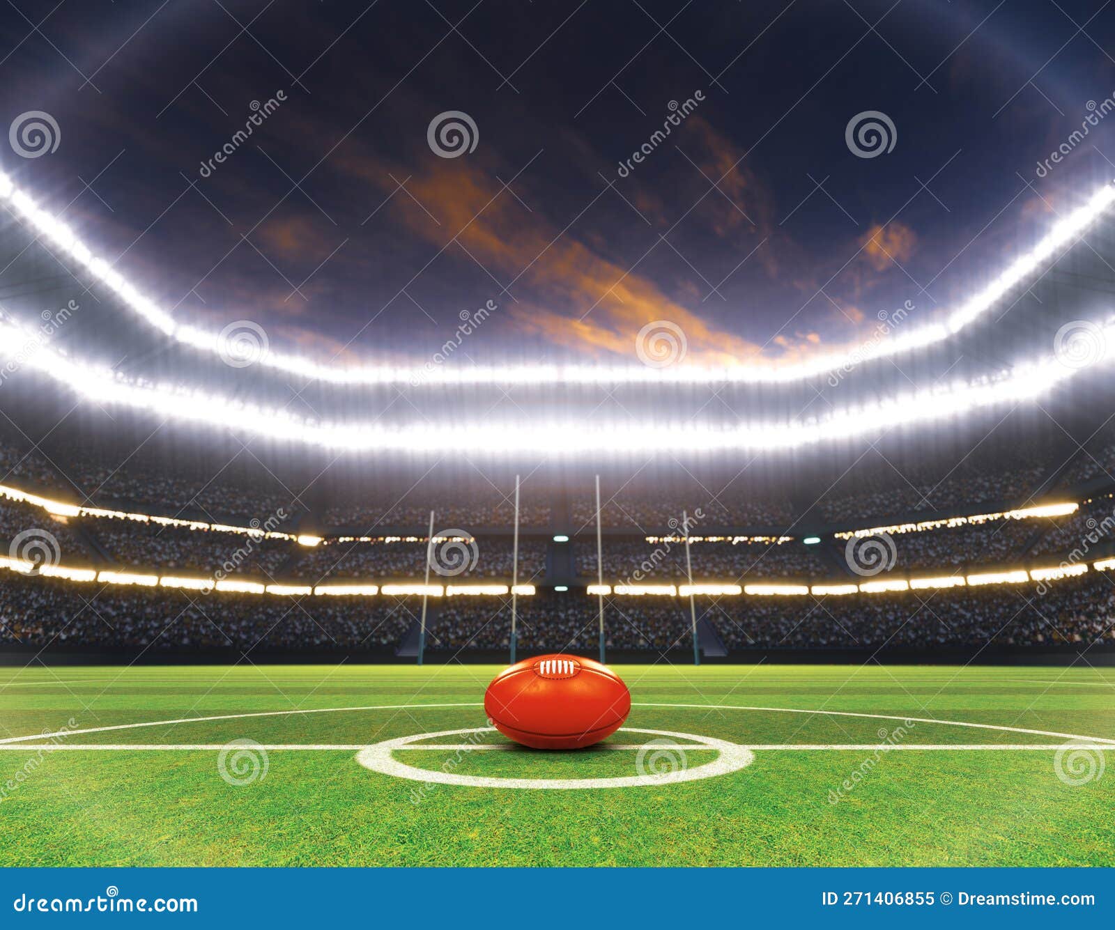Aussie Rules Stadium and Ball Stock Illustration - Illustration of ...